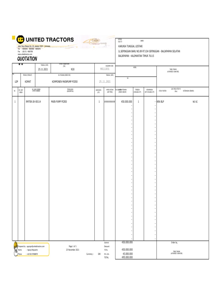 Komponen Mainpump PC850 | PDF