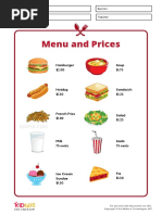 Math Café Menu and Pricing Guide | PDF