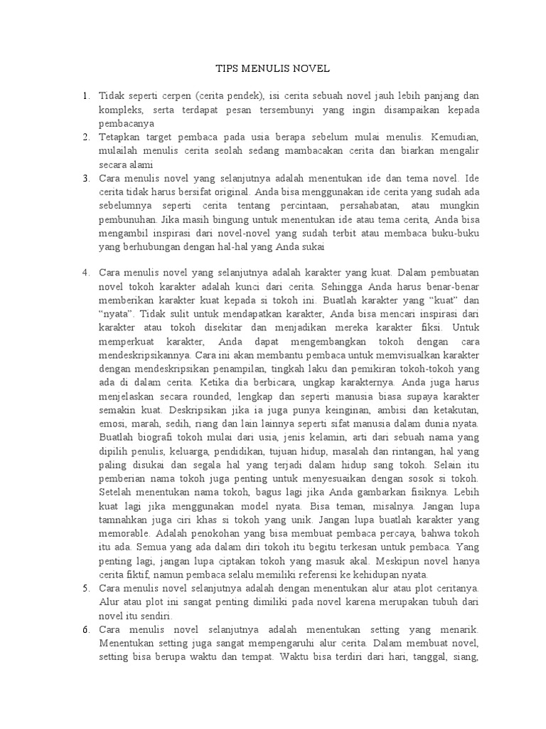Tips Menulis Novel Pdf