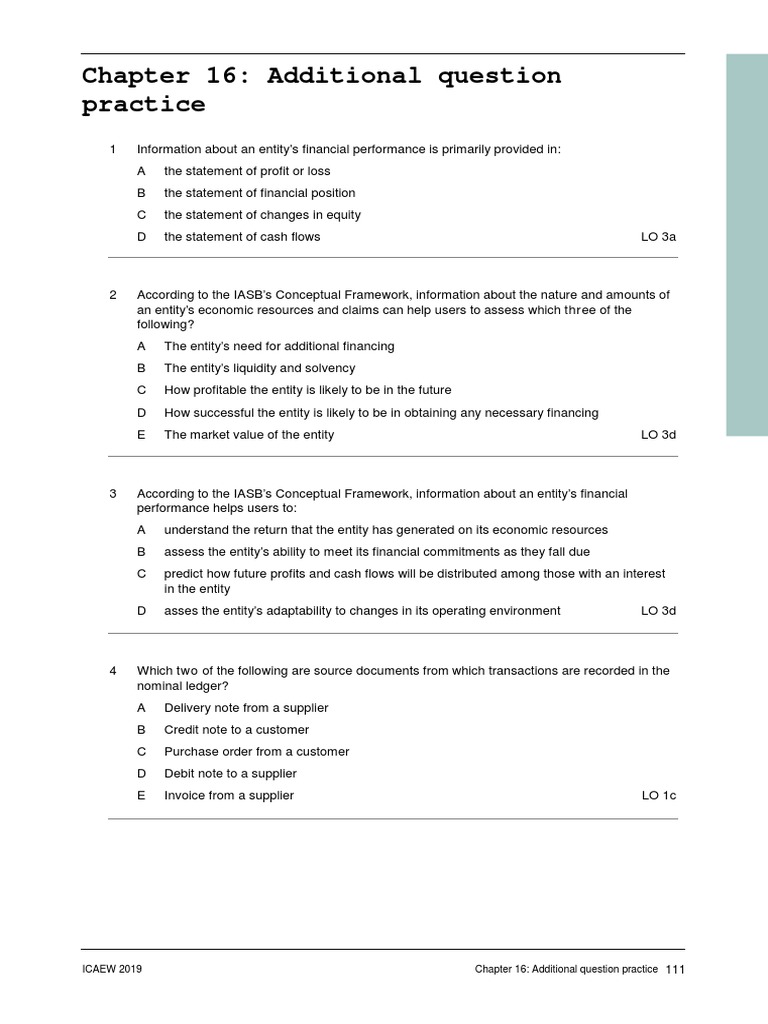 Chapter 16: Additional Question Practice: Three of The | PDF | Debits ...