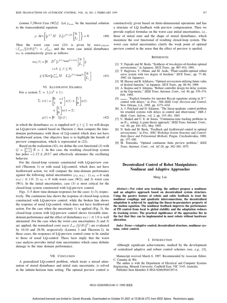 Lemma 3 (Worst Case (W2) ) : Let: Ieee Transactions On Automatic ...