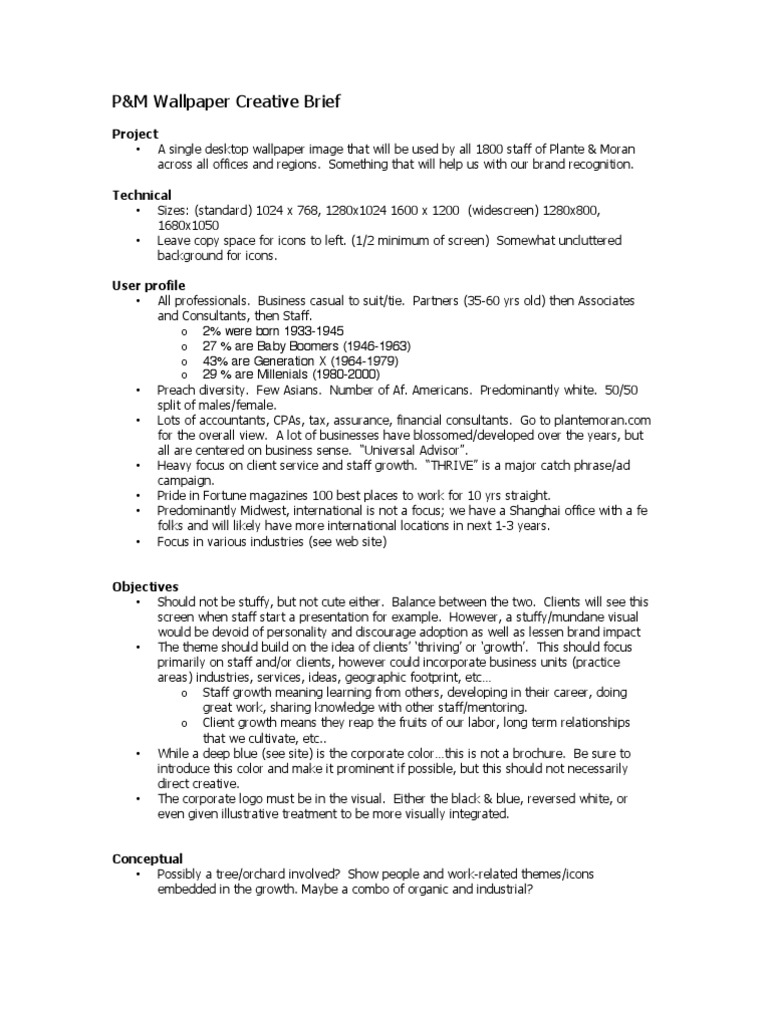 Creative Brief - P&M Wallpaper | PDF | Icon (Computing) | Communication