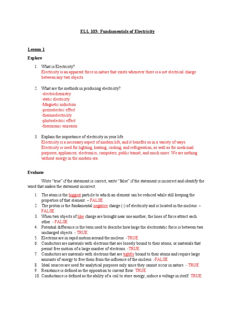 ELL 103 fUNDAMENTALS OF eLECTRICITY | PDF | Series And Parallel ...