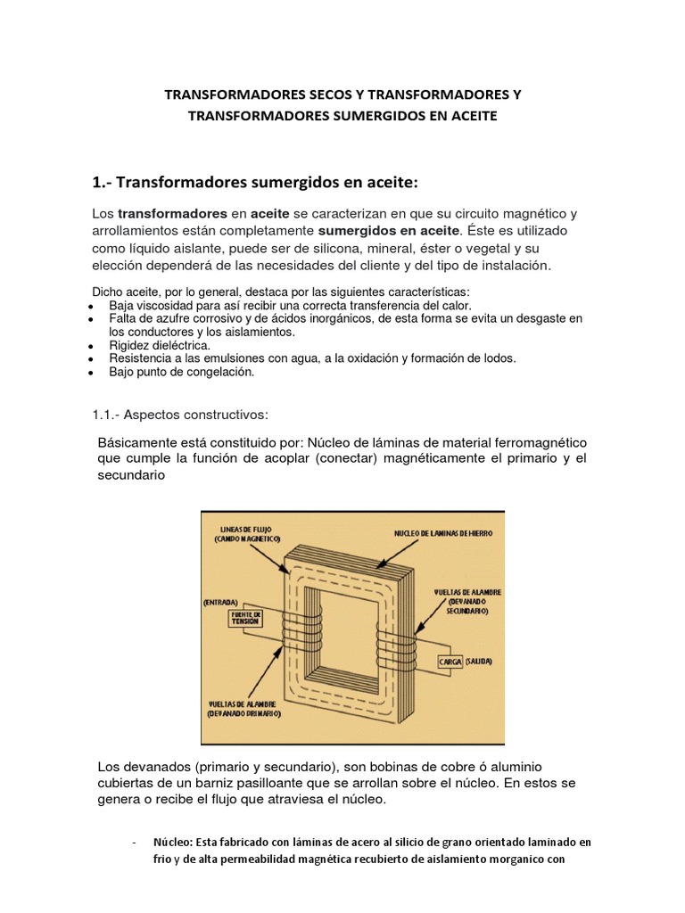 Transformadores Secos y Transformadores y Transformadores Sumergidos en Aceite | PDF ...