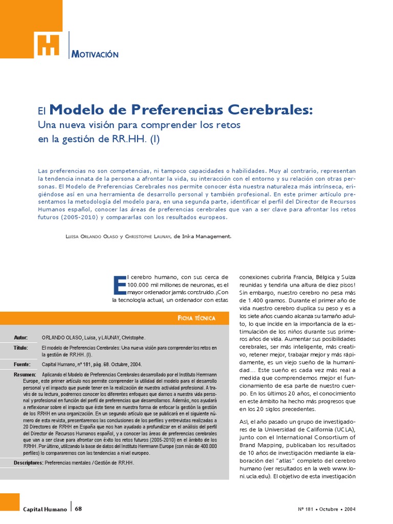 Modelo Ned Herrmann | PDF | Cerebro | Gestión de recursos humanos