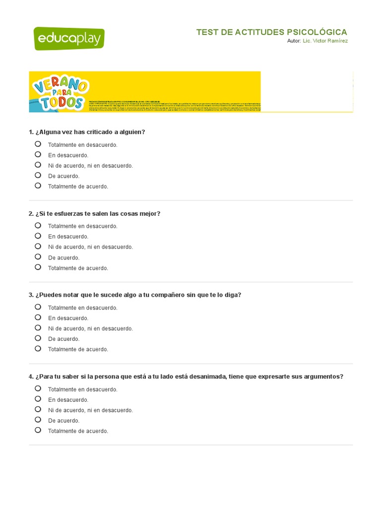TEST de ACTITUDES PSICOLÓGICA (Concurso de Oposicion - Prueba de ...