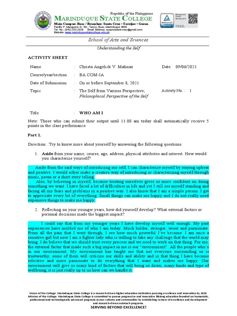 Arinduque Tate Ollege: School of Arts and Sciences | PDF | Afterlife | Love