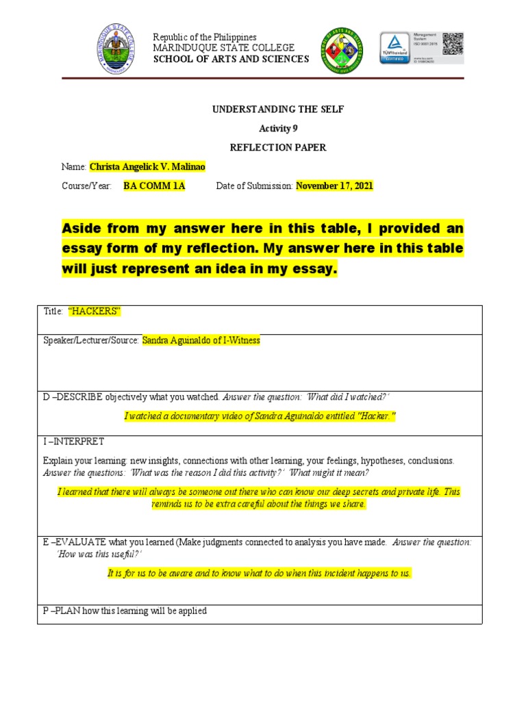 Reflection Paper format-HACKERS | PDF | Security Hacker | Social Media