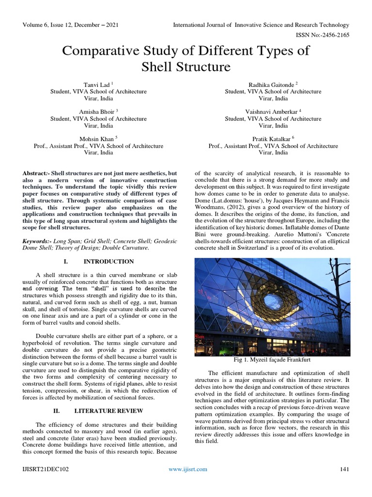 Comparative Study of Different Types of Shell Structure | PDF | Dome ...