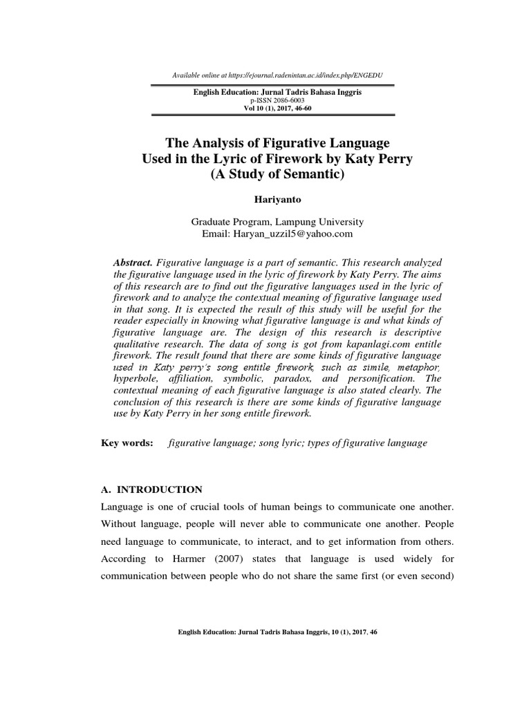 EN The Analysis of Figurative Language Used | Download Free PDF ...