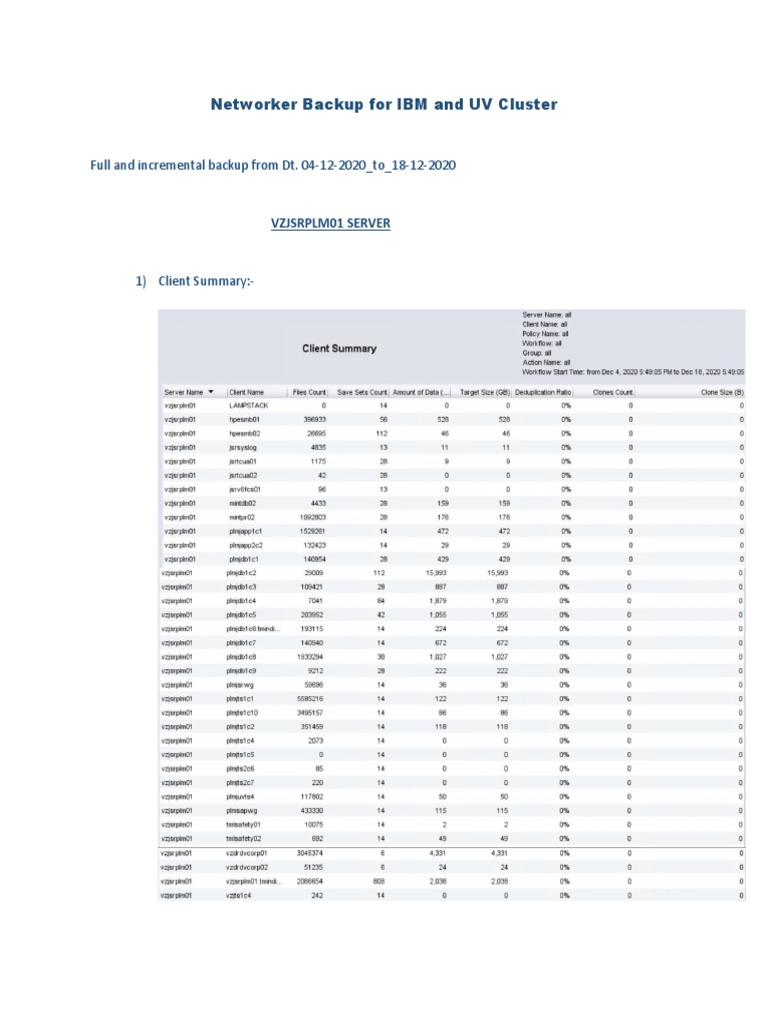 Networker Backup For IBM and UV Cluster | PDF