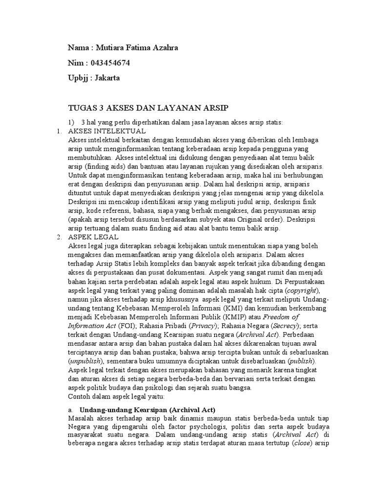 Tugas 3 Akses Layanan Arsip | PDF