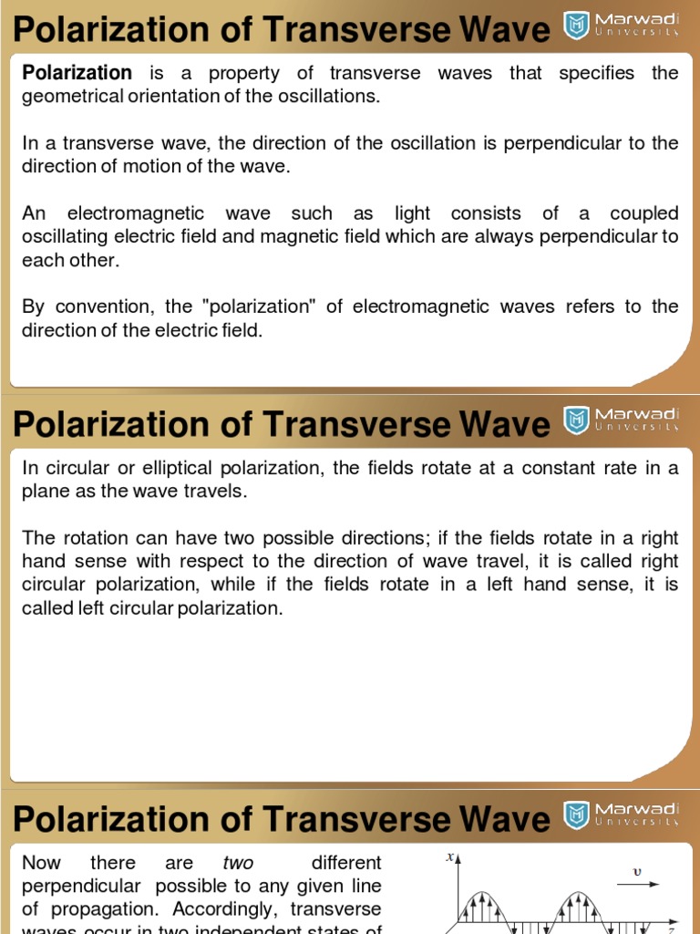 Polarization Is A Property of Transverse Waves That Specifies The | PDF ...