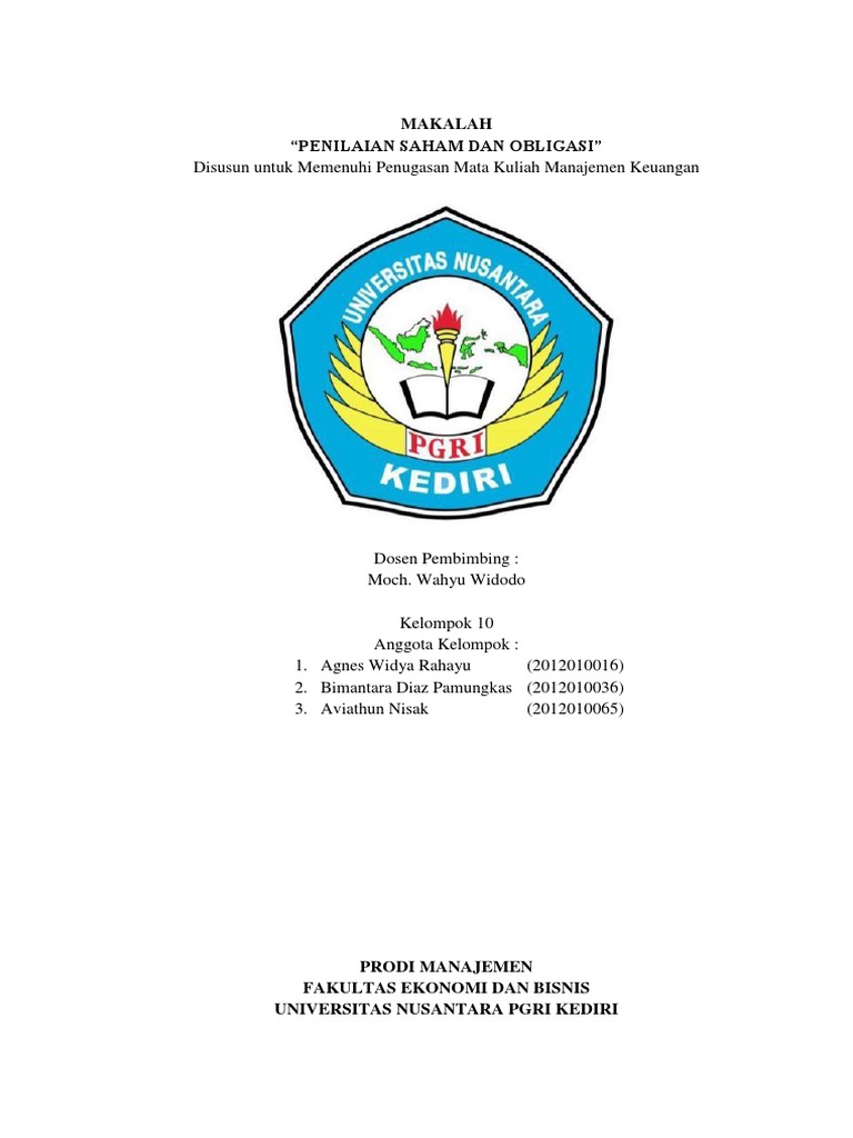 Makalah Penilaian Saham Dan Obligasi | PDF Makalah Penilaian Saham Dan Obligasi | PDF