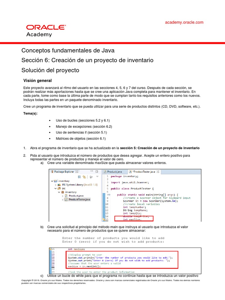 JF 6 ProjectSolution Esp | Descargar gratis PDF | Java (lenguaje de programación) | Estructura ...