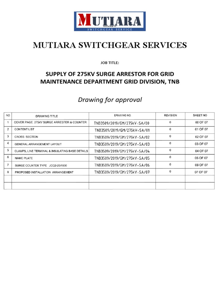 Drawing Submission For Surge Aresstor | PDF | Electrical Substation ...
