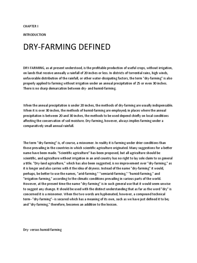 Understanding Dry-Farming Techniques | PDF | Soil | Agriculture
