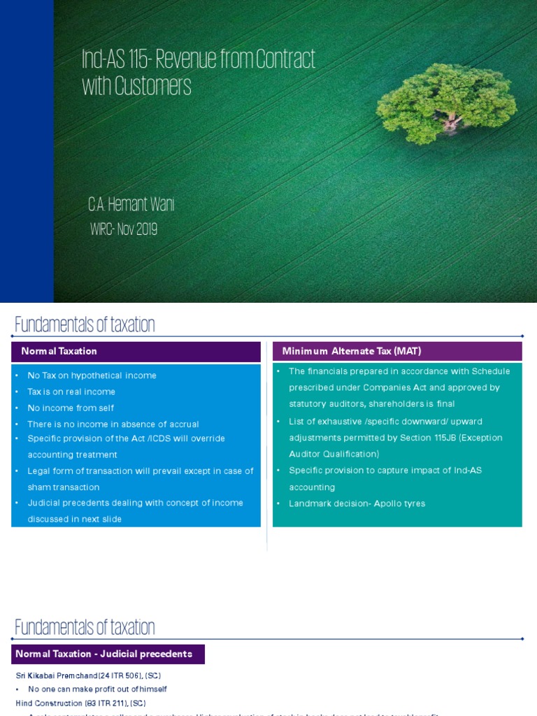 Ind-AS 115-Revenue From Contract With Customers: C.A. Hemant Wani ...