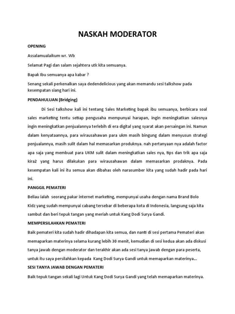 Naskah Moderator | PDF