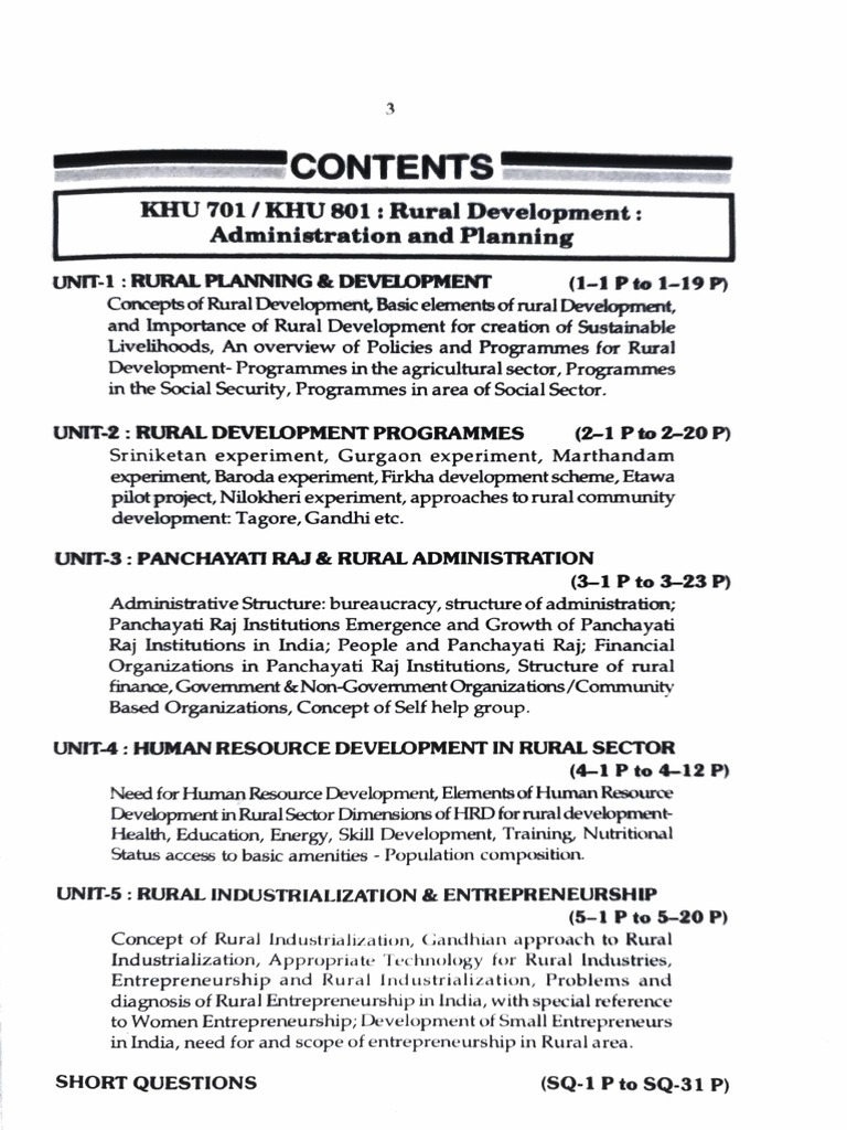 Rural - Development Unit-1 | PDF | Economies