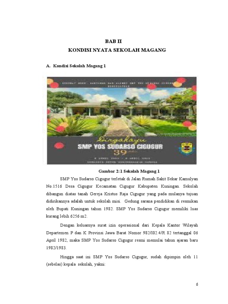 Kondisi SMP Yos Sudarso Cigugur 2023 | PDF