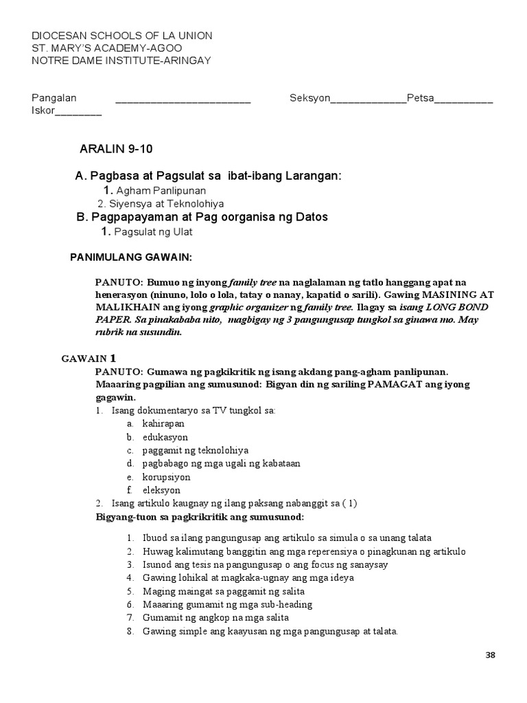 Aralin 9 10 Final | PDF