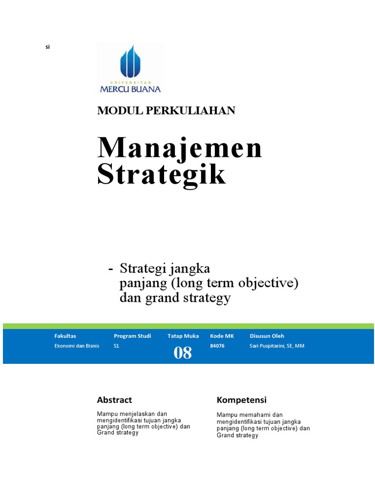 Modul Manajemen Stratejik (TM9) | PDF