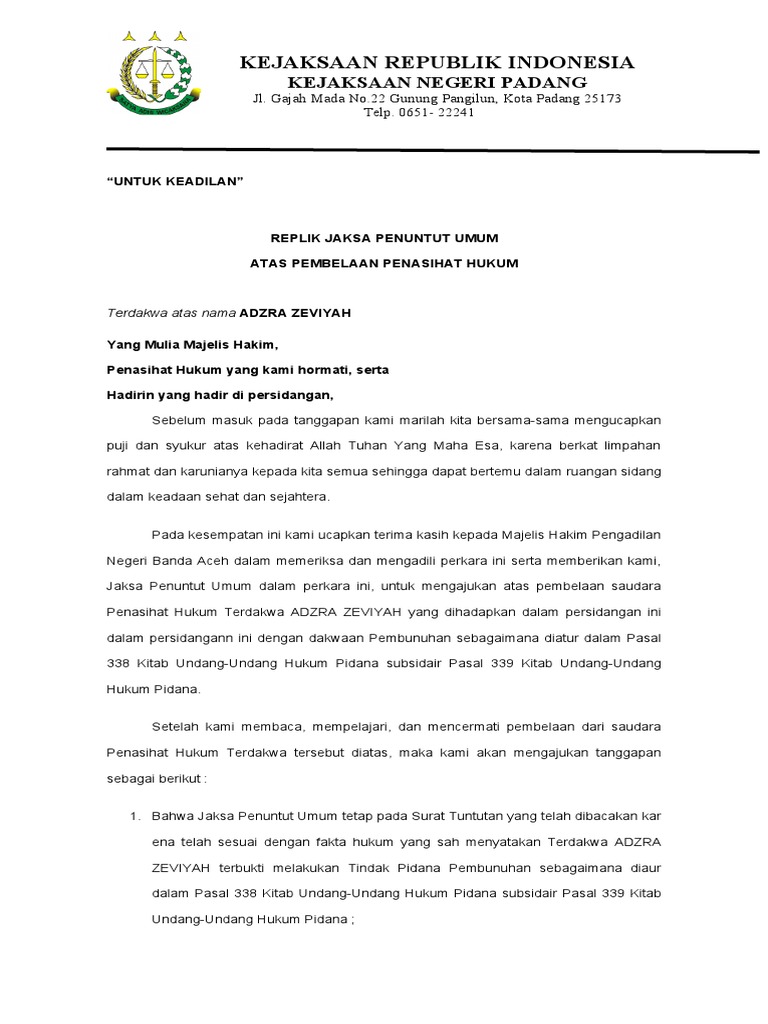 REPLIK | PDF | Hukum