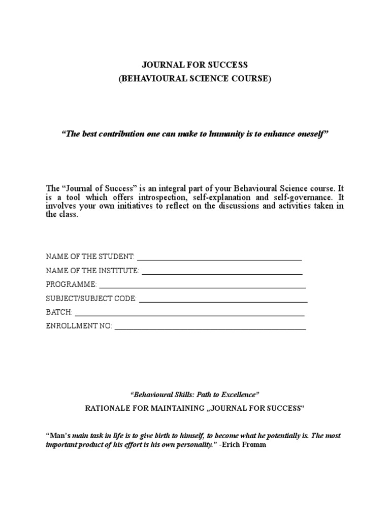 Journal For Success. | PDF | Learning | Self Awareness