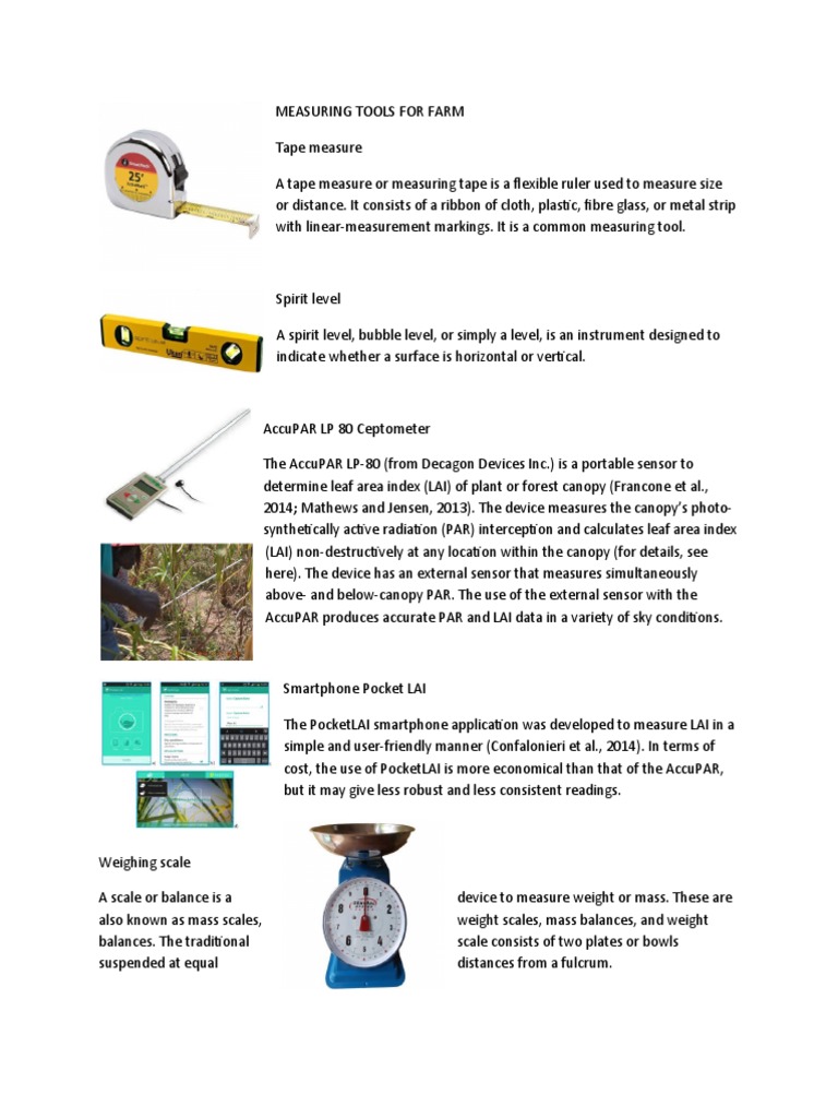Measuring Tools For Farm | PDF