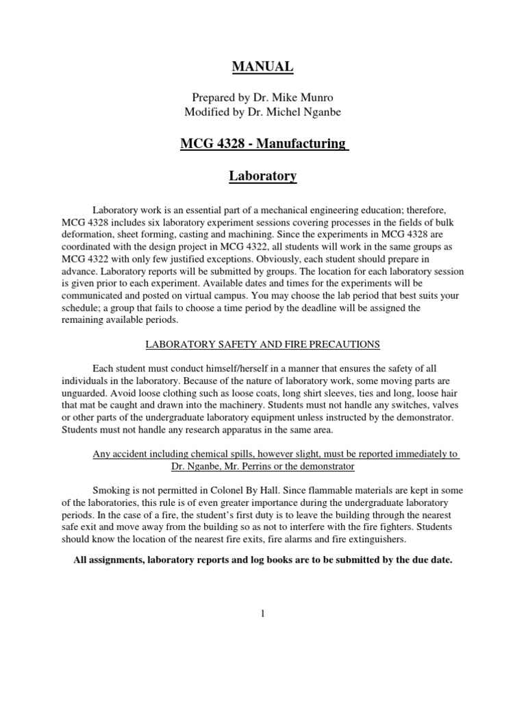 Lab Manual | PDF | Deformation (Engineering) | Casting (Metalworking)