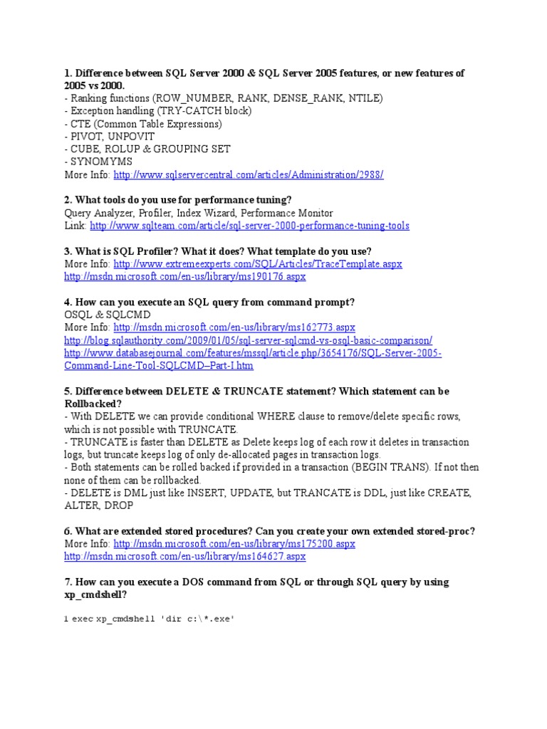 SQL Interview Ques 1 | PDF | Databases | Database Index