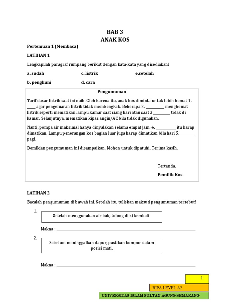 Buku Bipa A2 Revisi Bab 3 Pdf