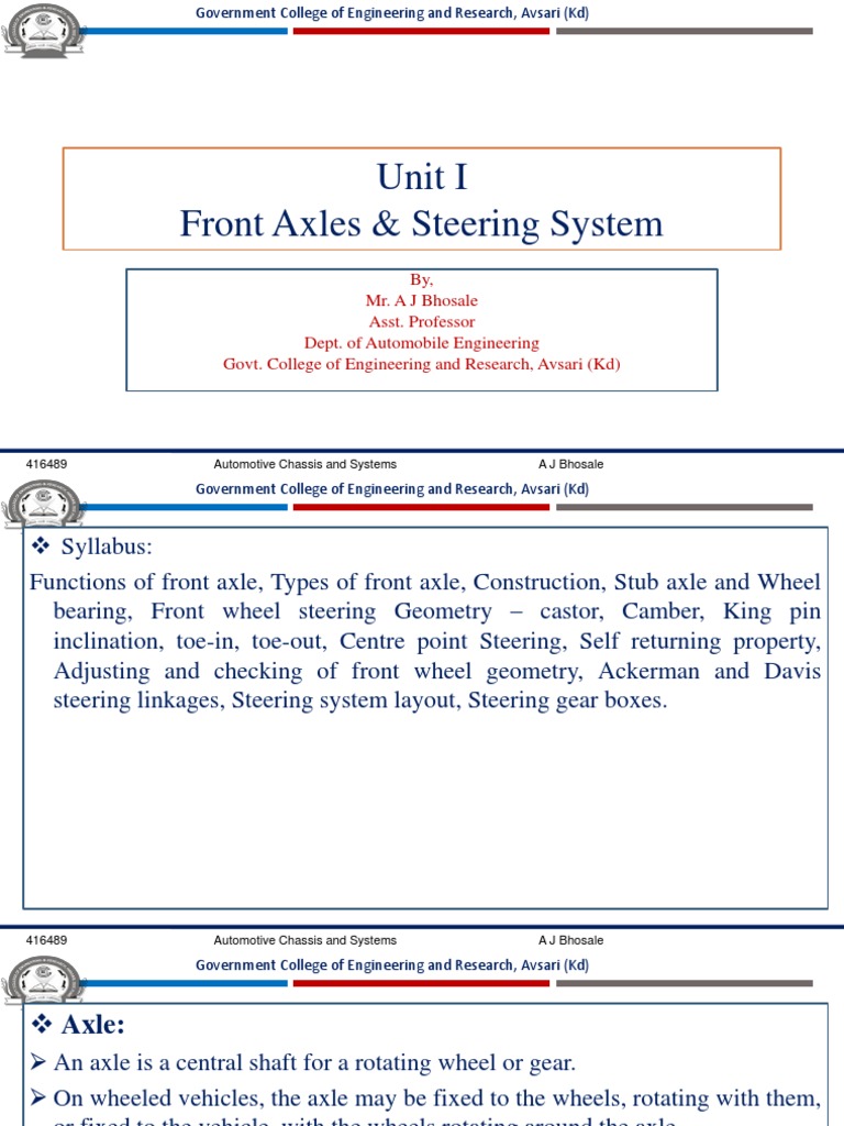 Front Axle and Steering System | PDF | Axle | Steering