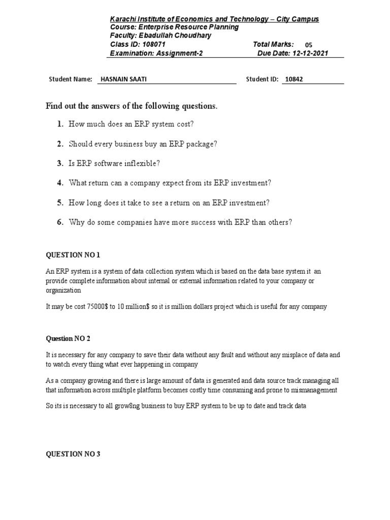 Find Out The Answers of The Following Questions | PDF | Enterprise ...