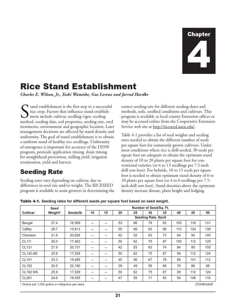 Rice Stand Establishment: Seeding Rate | Descargar gratis PDF | Rice ...
