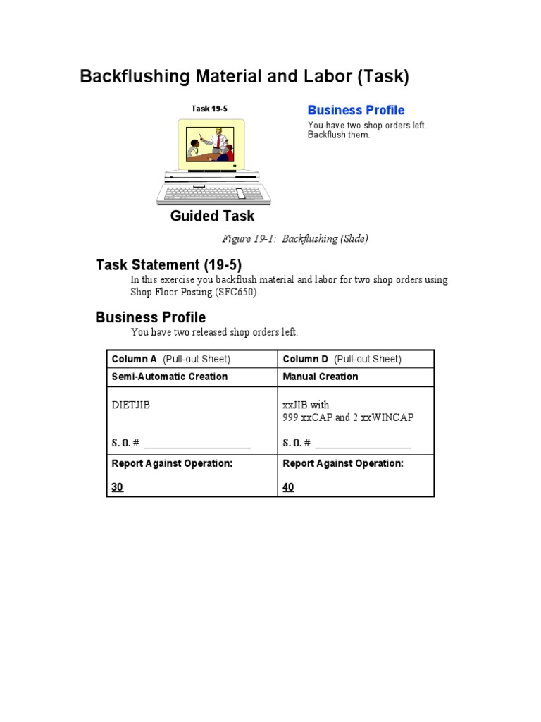 Backflushing Material and Labor (Task) | Download Free PDF ...
