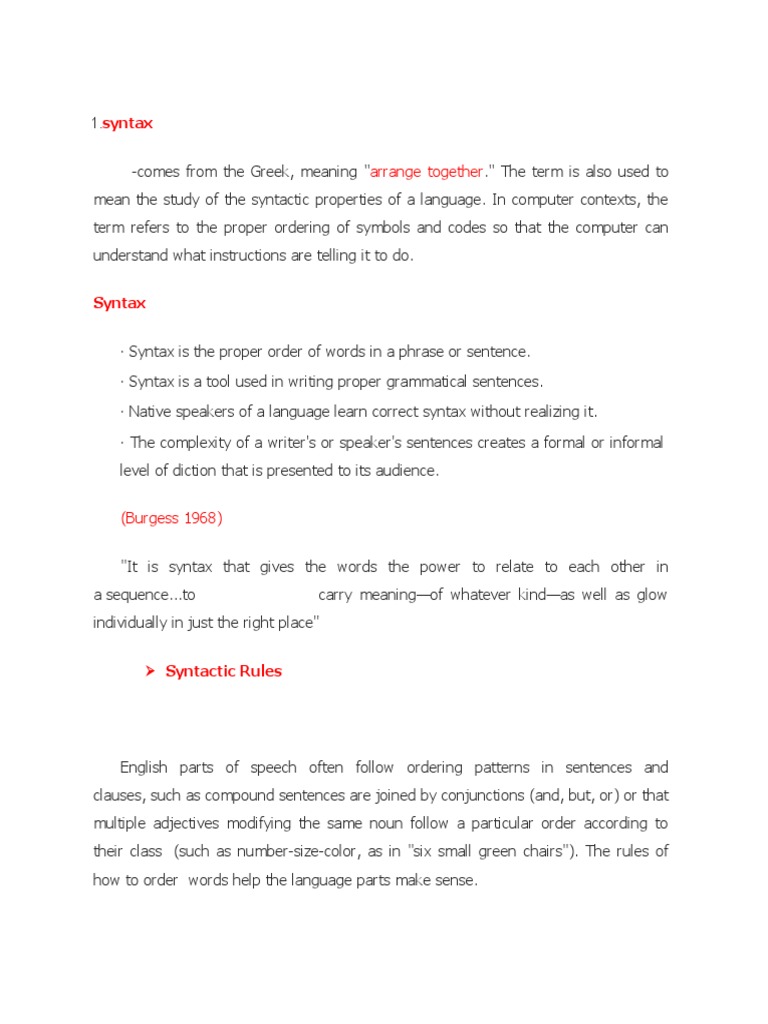 Syntax Introduction To Linguistic | PDF | Sentence (Linguistics) | Syntax