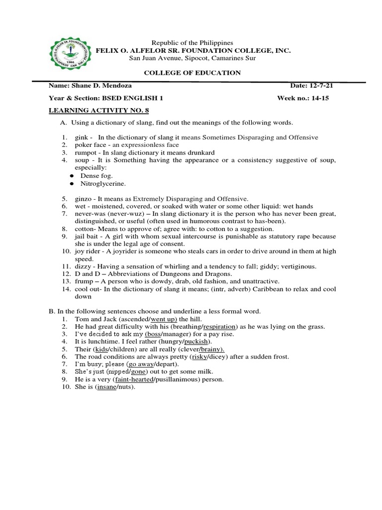 Shane Mendoza - F Linguis 1 La - Week 14-15 | PDF | Human Sexuality ...