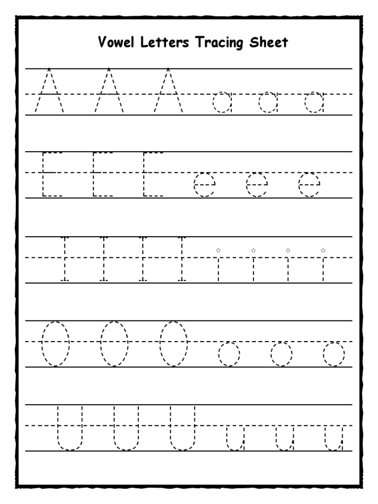 Vowel Letters Writing and Tracing Worksheet 8818ih | PDF