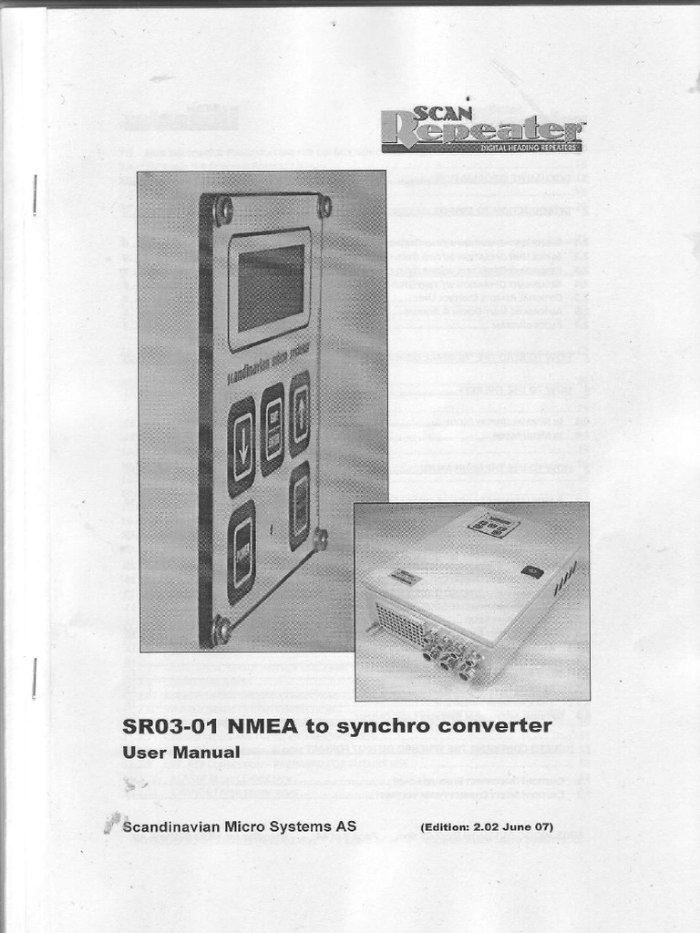 User Manual for SRO3-01 NMEA to Synchro Converter | PDF | Manufactured Goods | Electric Power