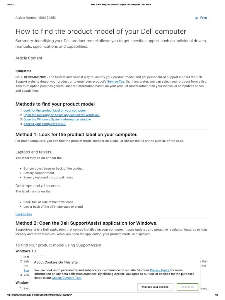 How To Find The Product Model of Your Dell Computer - Dell India | PDF ...