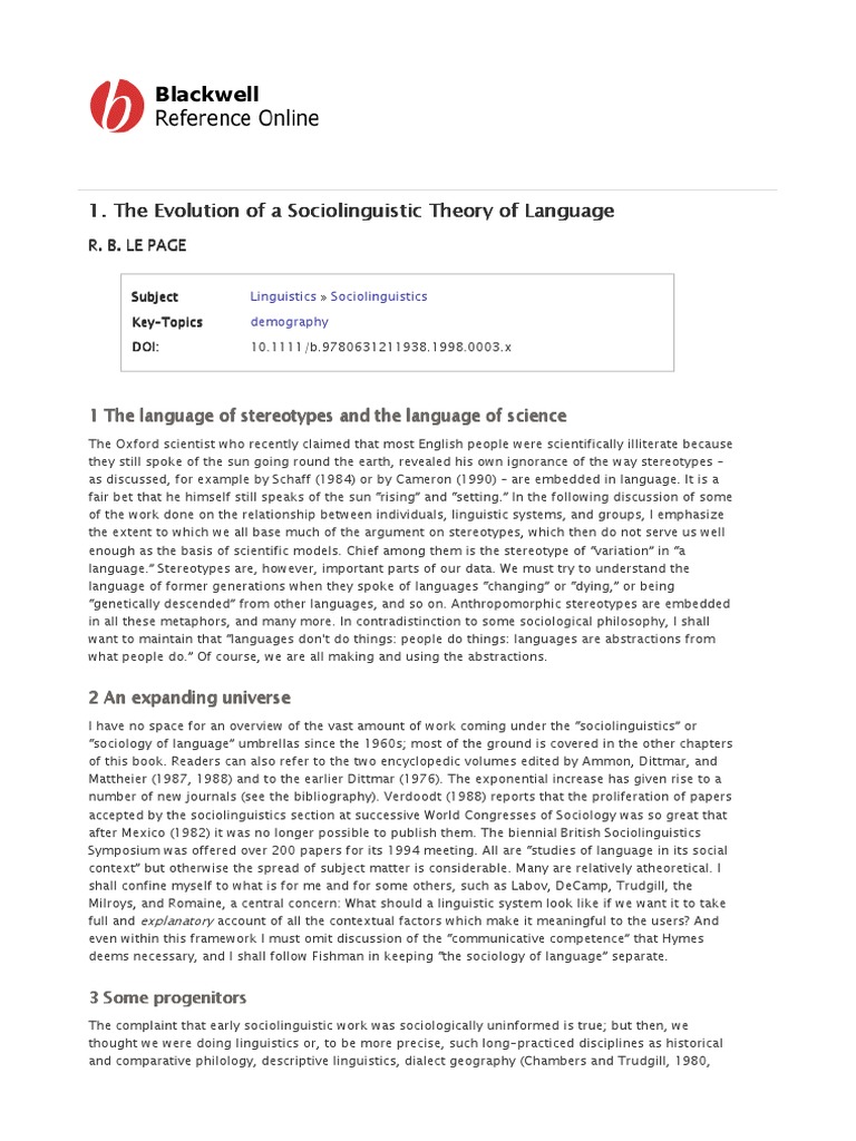 The Evolution of Sociolinguistic Theory: Examining the Expanding Field ...
