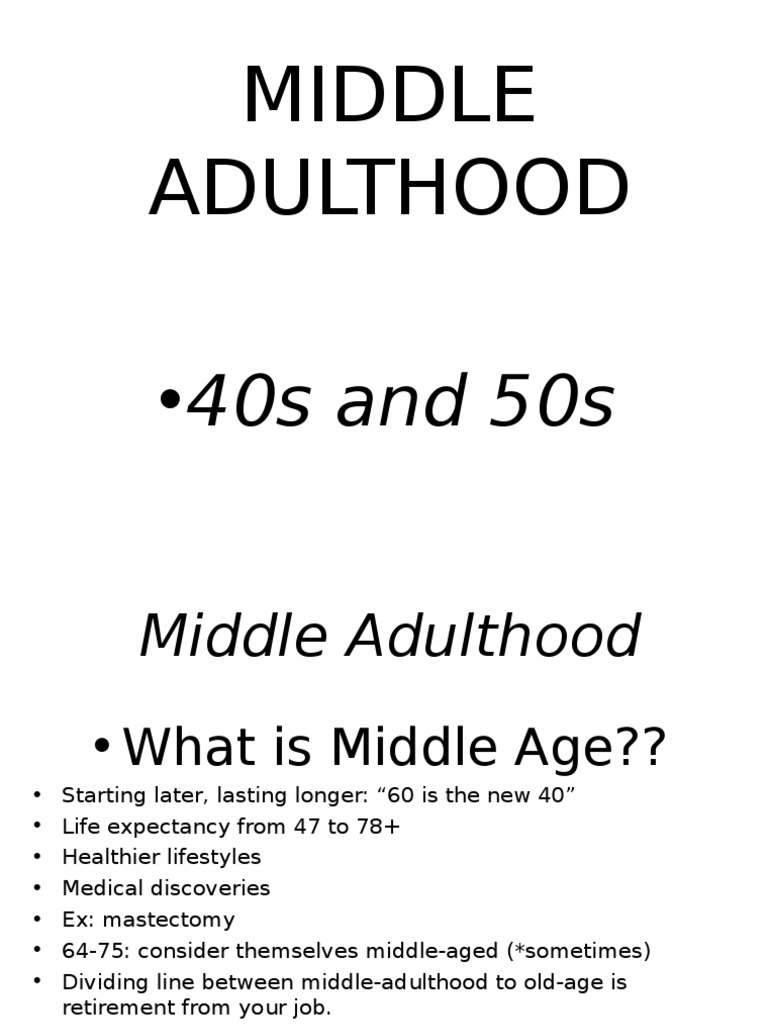 Middle Adulthood | PDF | Stress (Biology) | Developmental Psychology