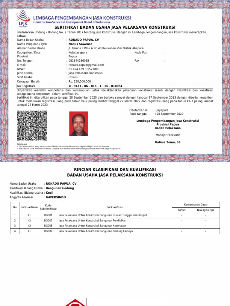 Sbu Cv. Ronado Papua | PDF