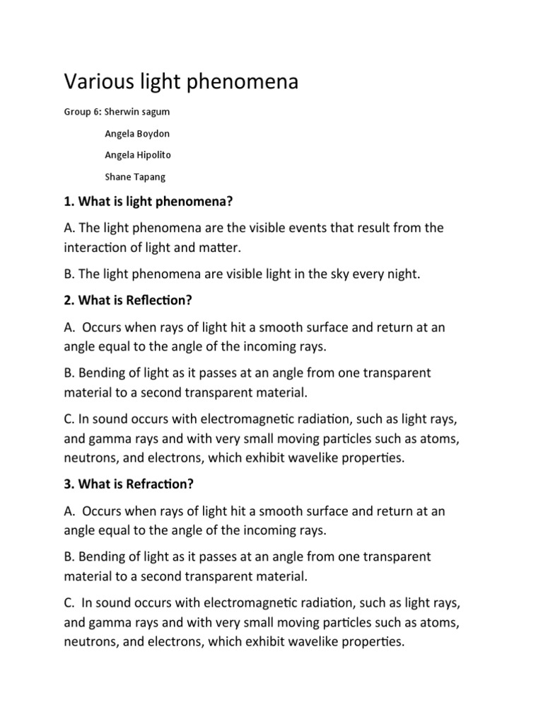 Various Light Phenomena | PDF