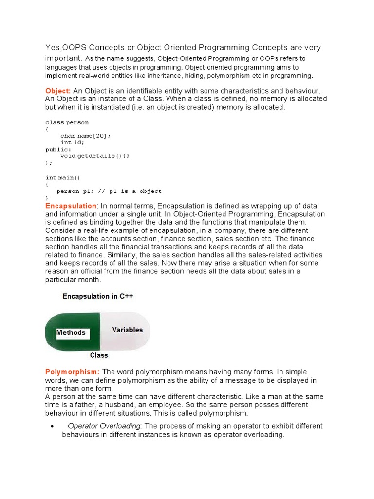 Yes, OOPS Concepts or Object Oriented Programming Concepts Are Very ...