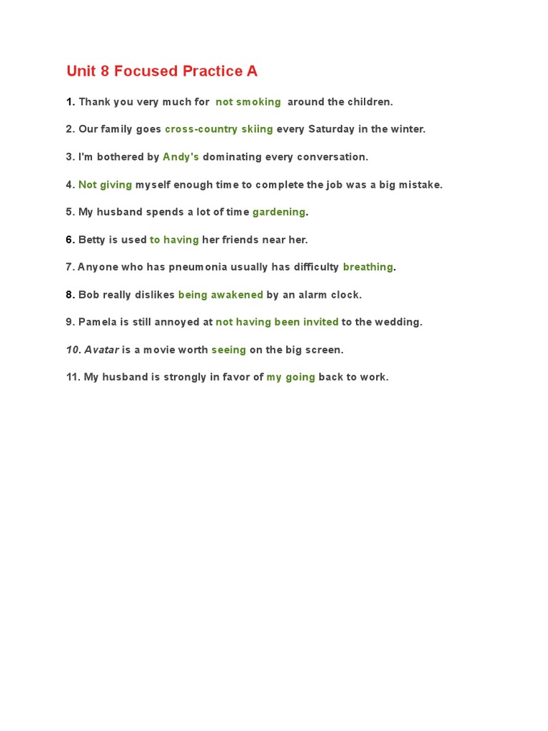 Unit 8 Focused Practice A | Download Free PDF | Learning