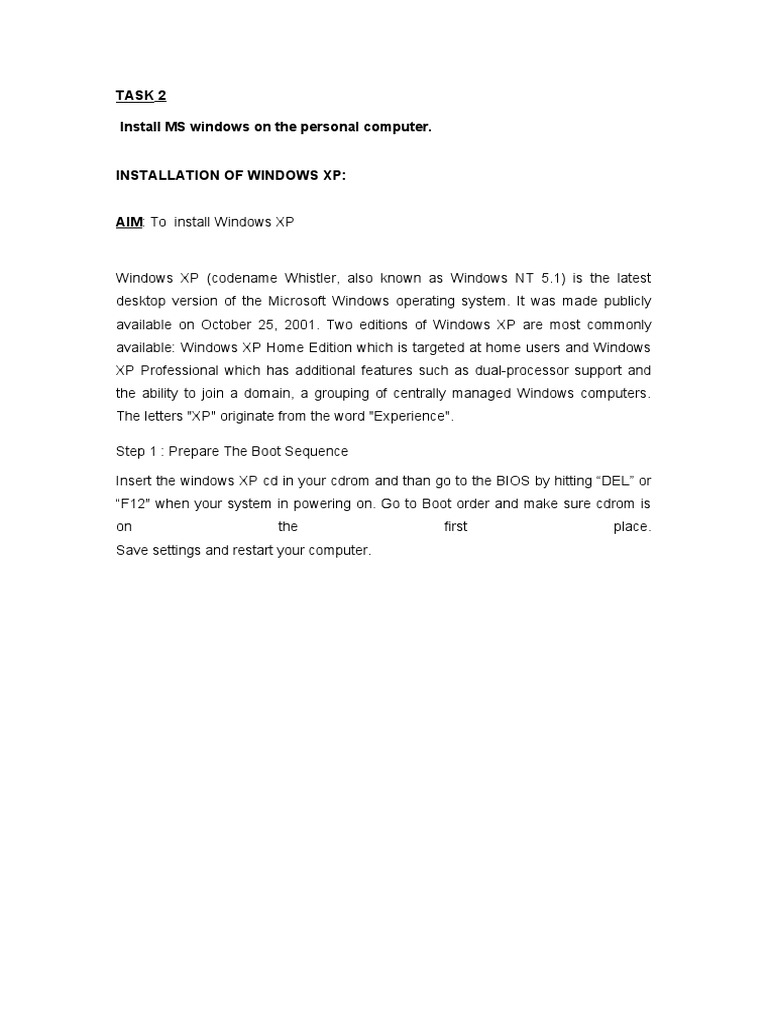 Task2 Task 3 | PDF | Installation (Computer Programs) | Booting