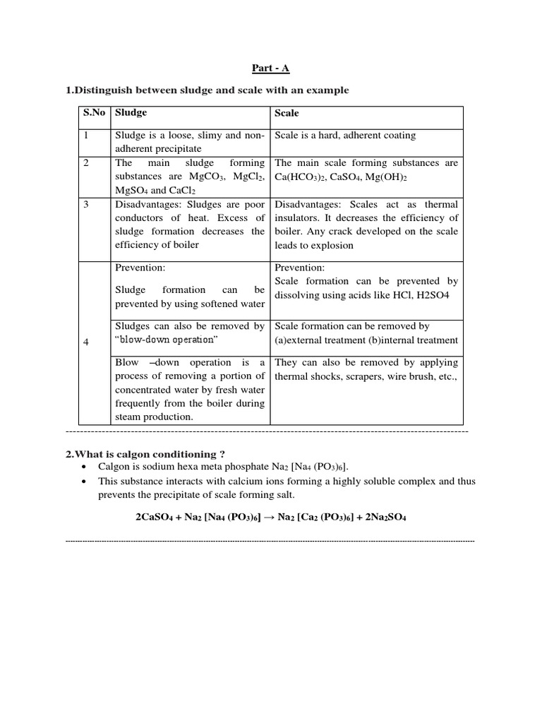 1.distinguish Between Sludge and Scale With An Example: Part - A | PDF ...